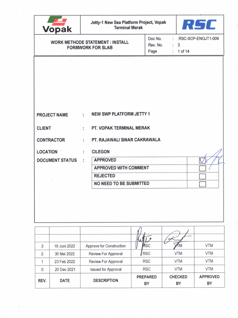 RSC-SOP-ENGJT1-009 Rev.3 Instal Formwork Slab | PDF