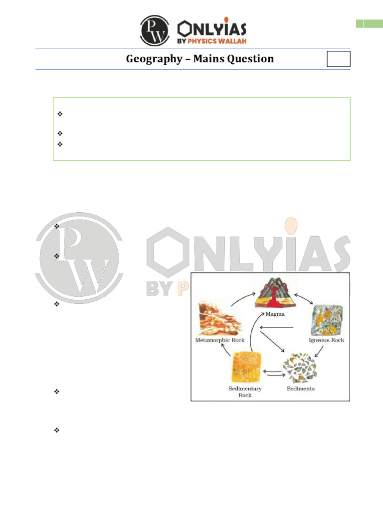 Geography 12: Mains Question | PDF | Rock (Geology) | Igneous Rock