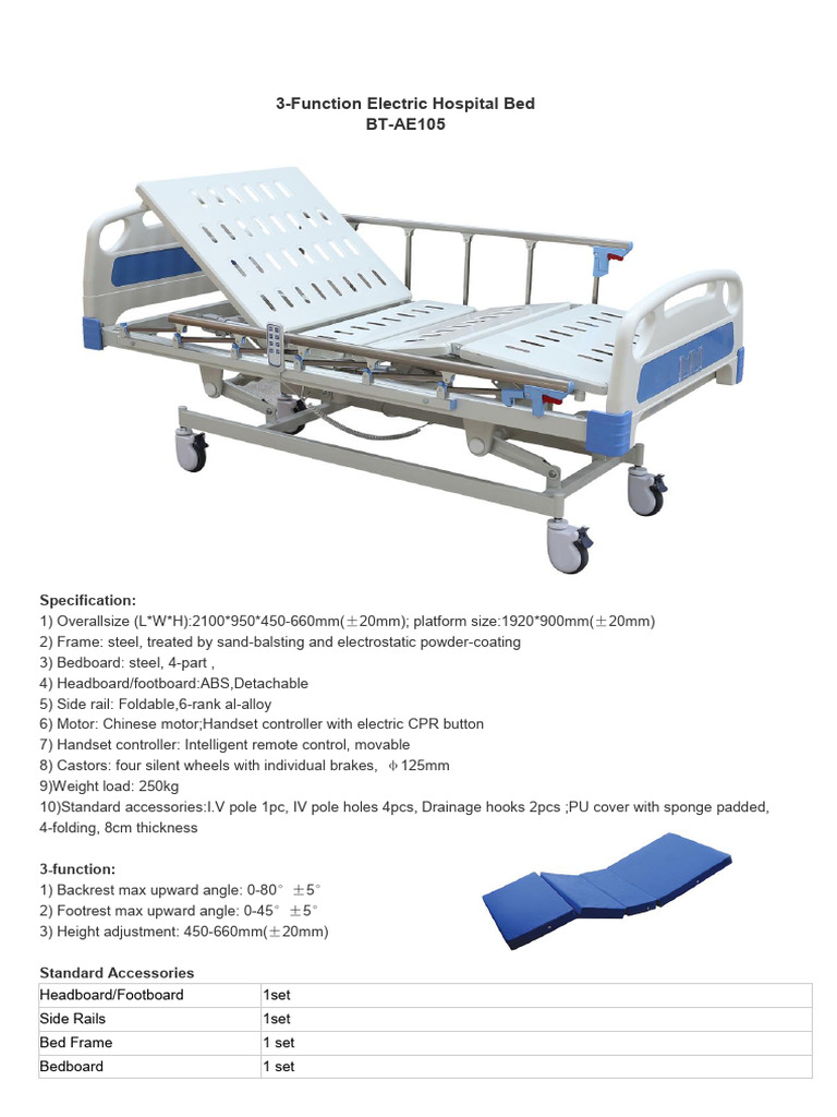Bestran Hosptial Bed Specification-BT-AE105 | PDF