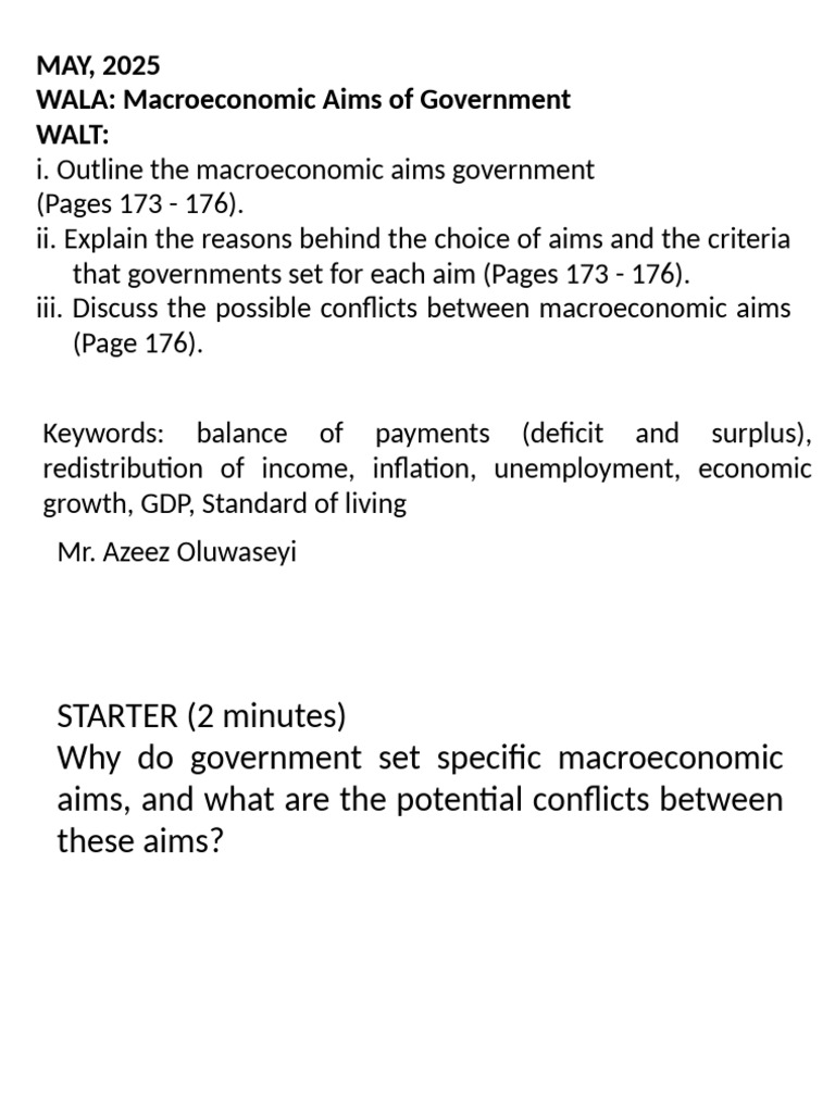 Government's Macroeconomic Aims Explained | PDF | Macroeconomics | Full ...