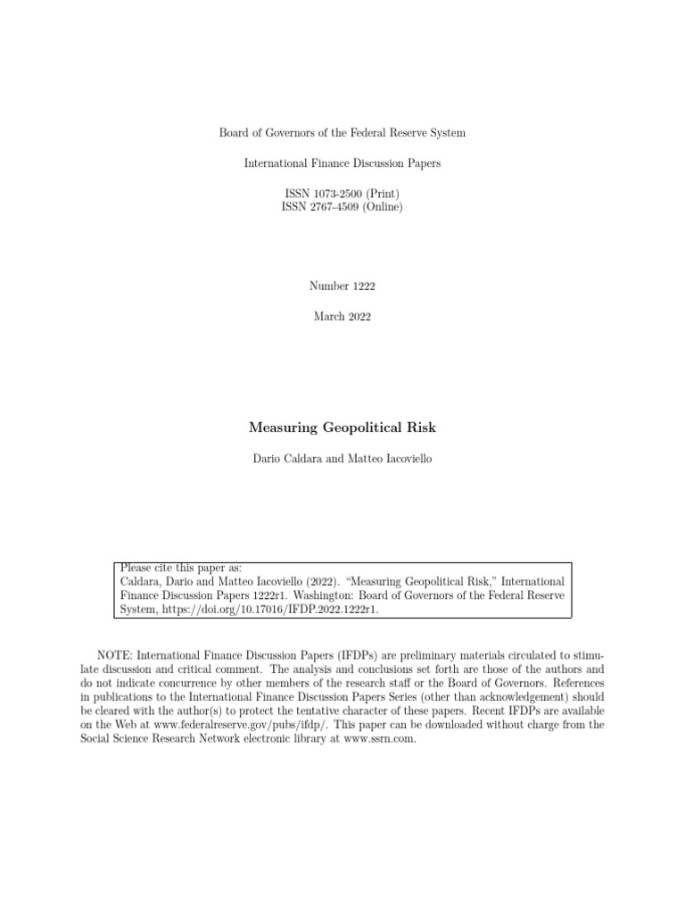 A Star - Measuring Geopolitical Risk | PDF | Risk | Macroeconomics