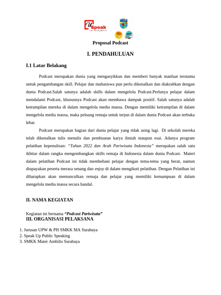 Pelatihan Podcast Pariwisata 2022 | PDF