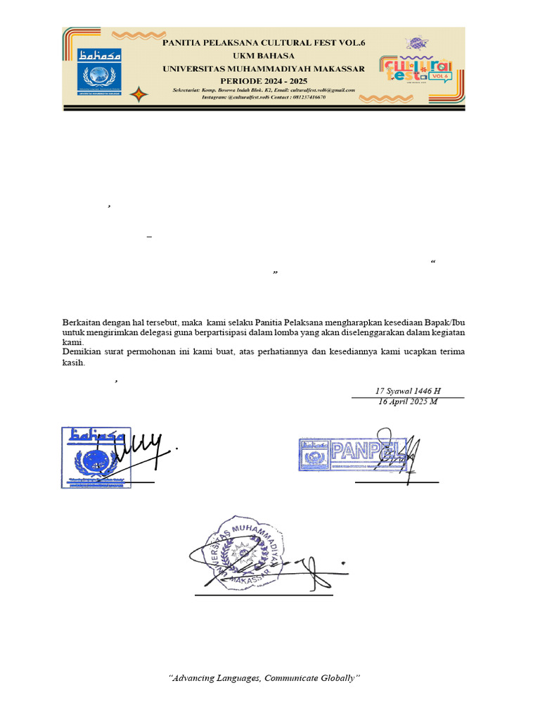 1114 - Permohonan Delegasi Peserta Lomba | PDF