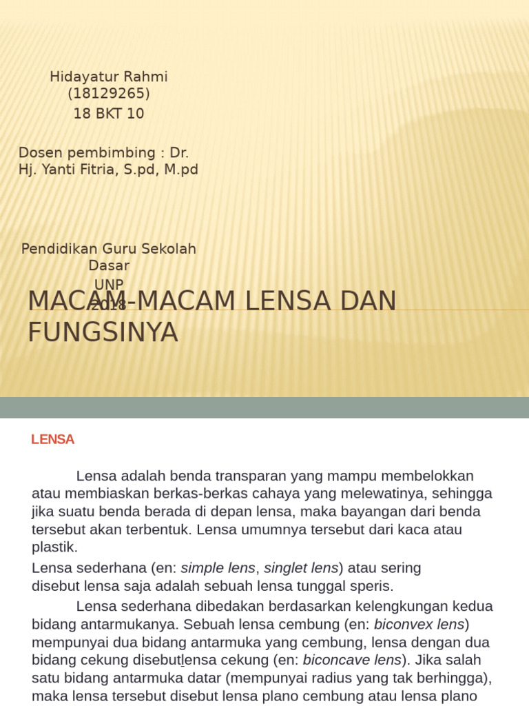 Macam-Macam Lensa dan Fungsinya | PDF