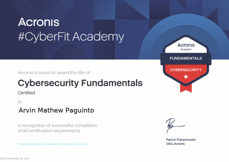 768 - 67 - 249156 - 1729071780 - Cybersecurity Fundamentals | PDF