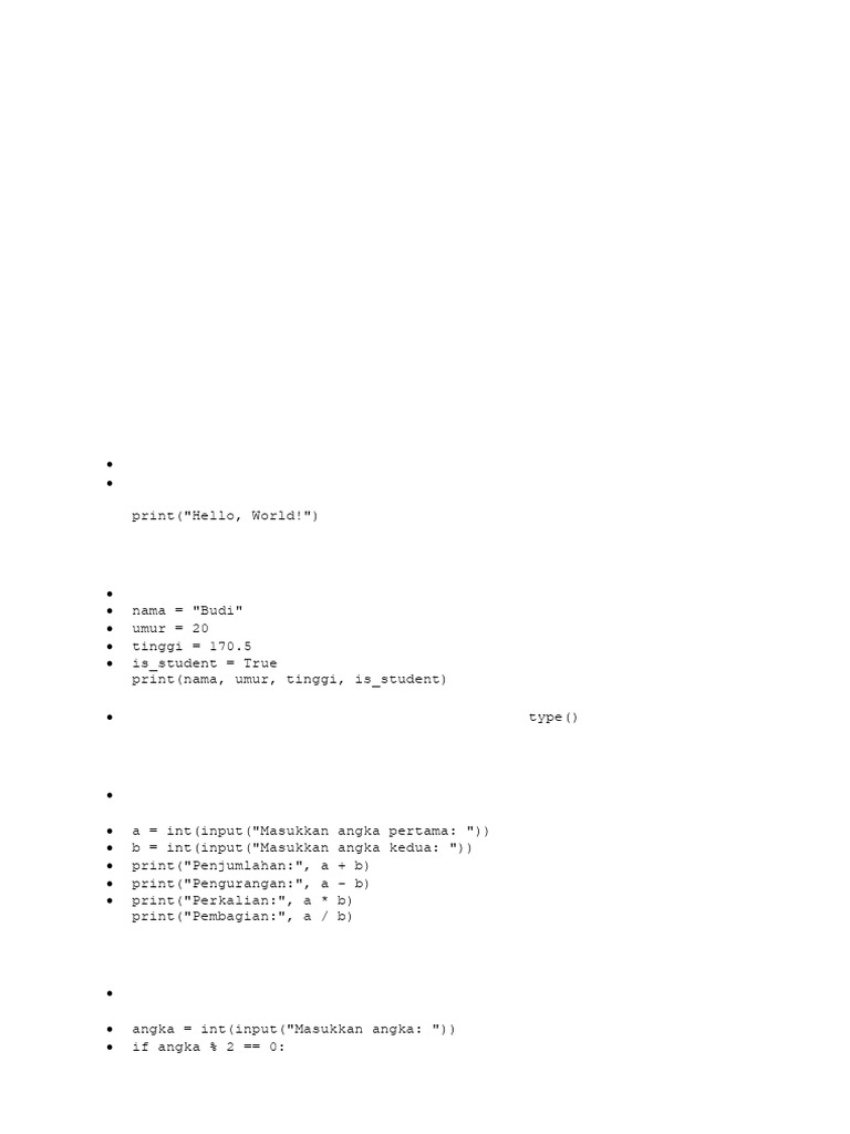 Latihan Dasar Bahasa Pemgrogaman Python | PDF
