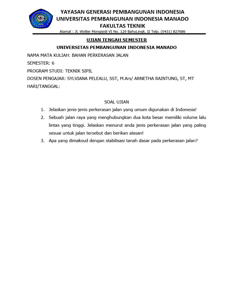UTS Bahan Perkerasan Jalan | PDF