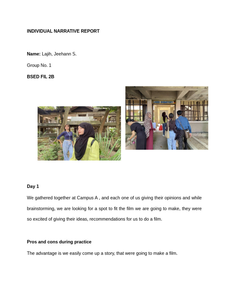 Individual Narrative Report - Lajih | PDF