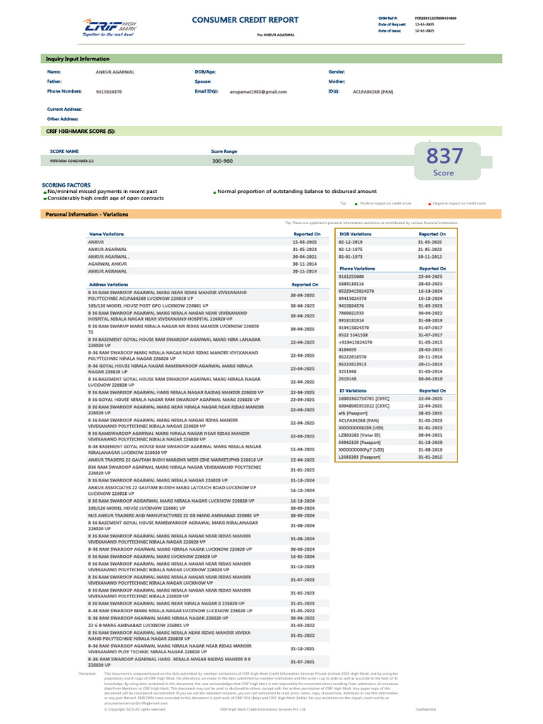 Ankur Agarwal Report | PDF | Payments | Personal Finance