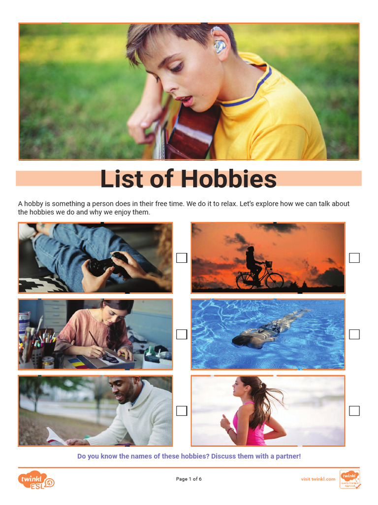 Writing About Your Hobbies | PDF | English As A Second Or Foreign ...