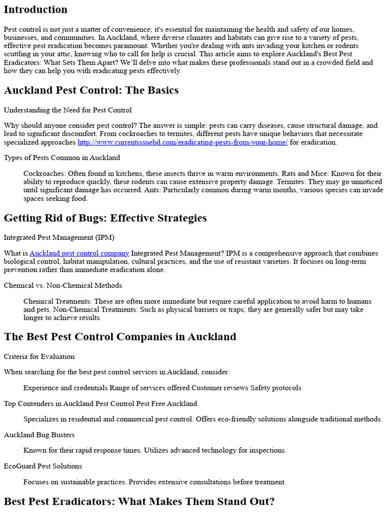 Auckland's Best Pest Eradicators: What Sets Them Apart? 149781 | PDF ...
