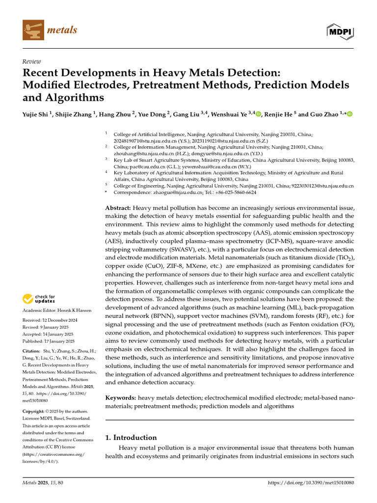 Heavy Metals Detection: Methods & Innovations | PDF | Mass Spectrometry ...