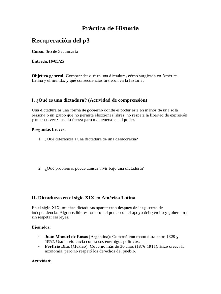 Práctica de RECUPERACION DEL P3 DE 3ERO | PDF