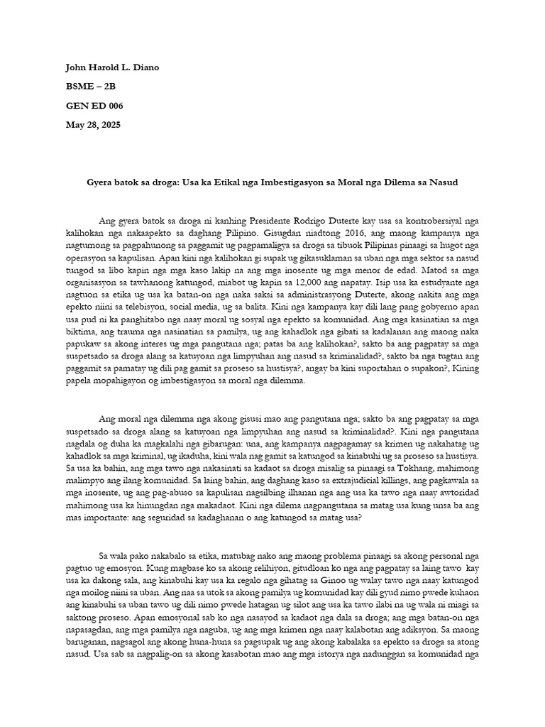 Diano Ethics Final Output | PDF