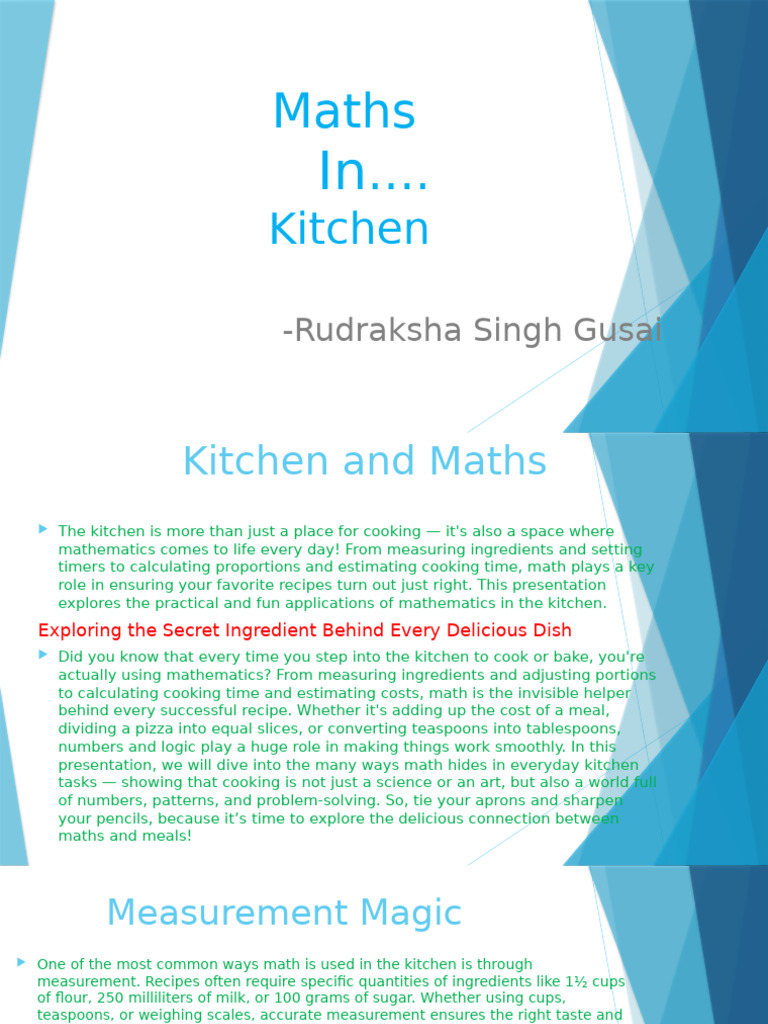 Maths in Kitchen PPT HHW | PDF | Teaspoon | Baking