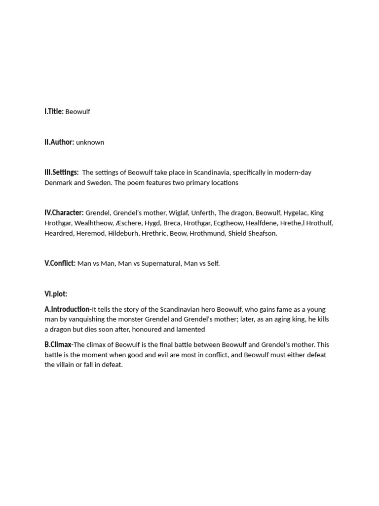 Flat Characters in Beowulf | PDF