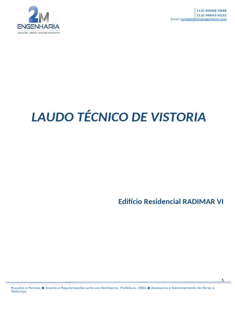 Laudo Técnico de Vistoria Radimar VI | PDF | Fiação elétrica | Construção