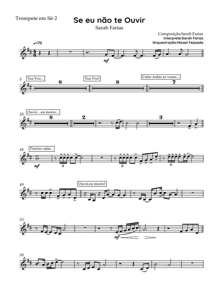 Se Eu Não Te Ouvir (Sarah Farias) EDIT - Trompete 2 | PDF