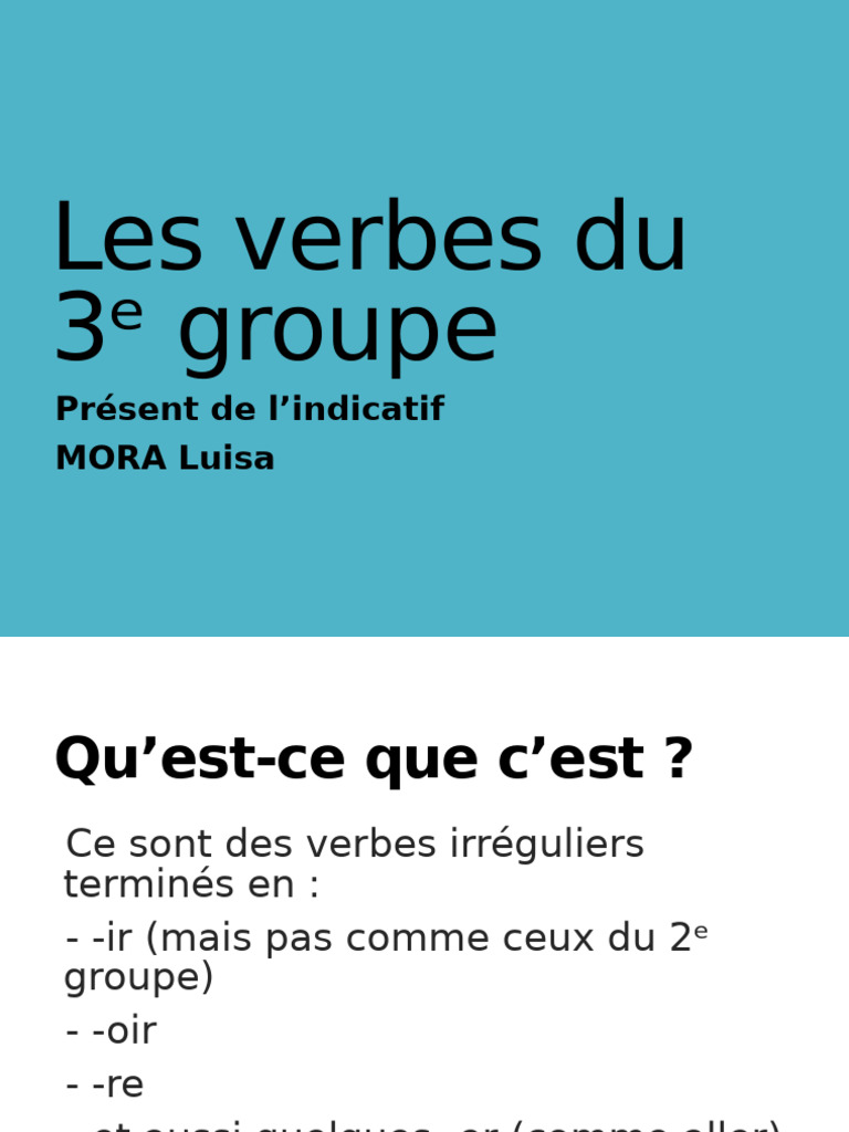 Verbes du 3ème groupe en français | PDF | Verbe | Relations syntaxiques