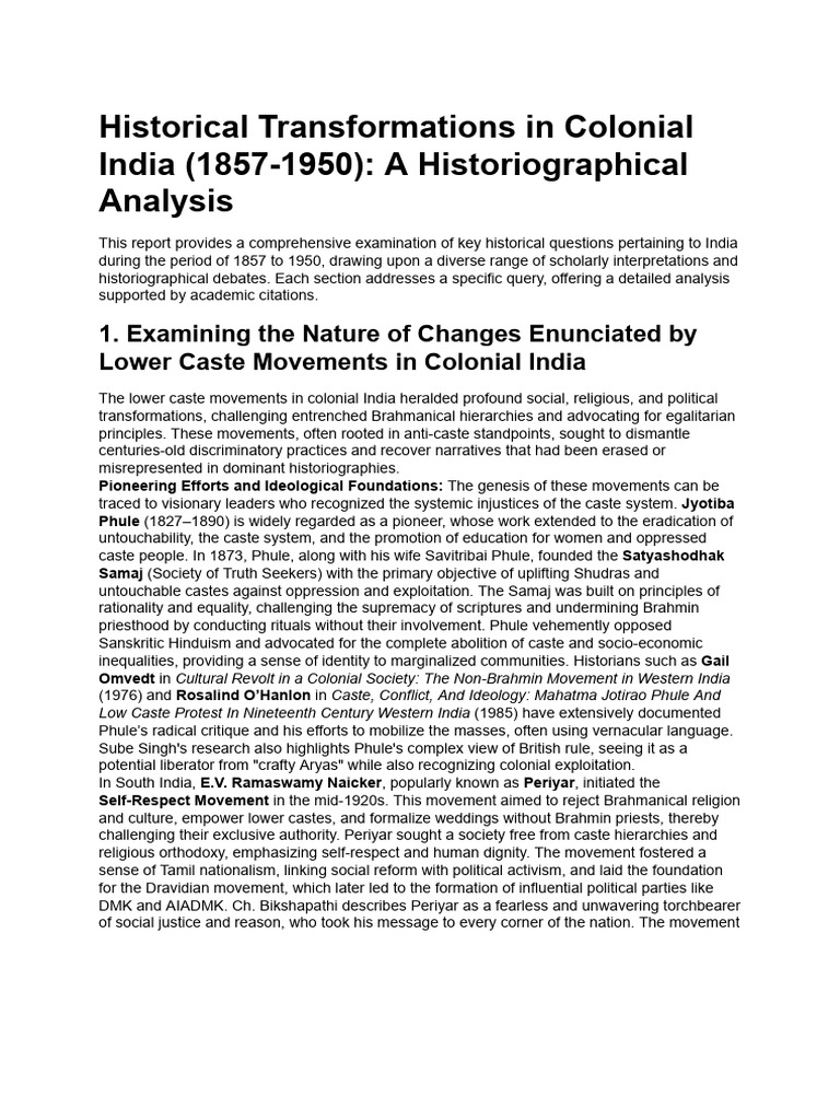 Historical Transformations in Colonial India (1857.. | PDF | Mahatma ...