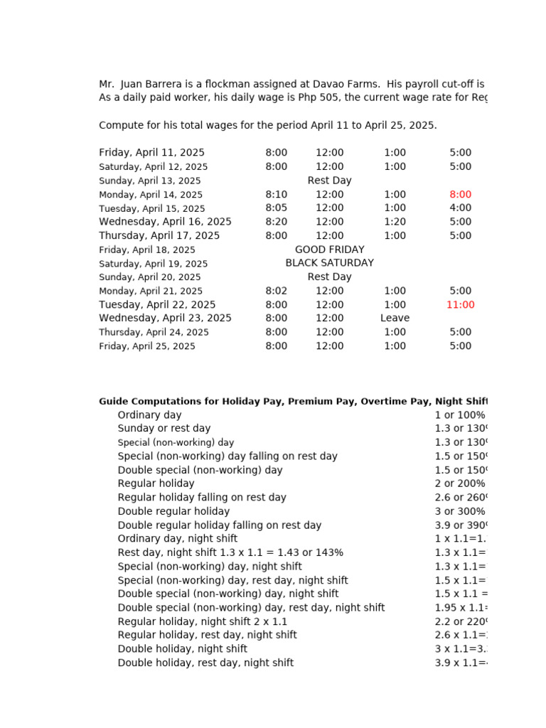 Practical Exam for Payroll-May 20, 2025 | PDF