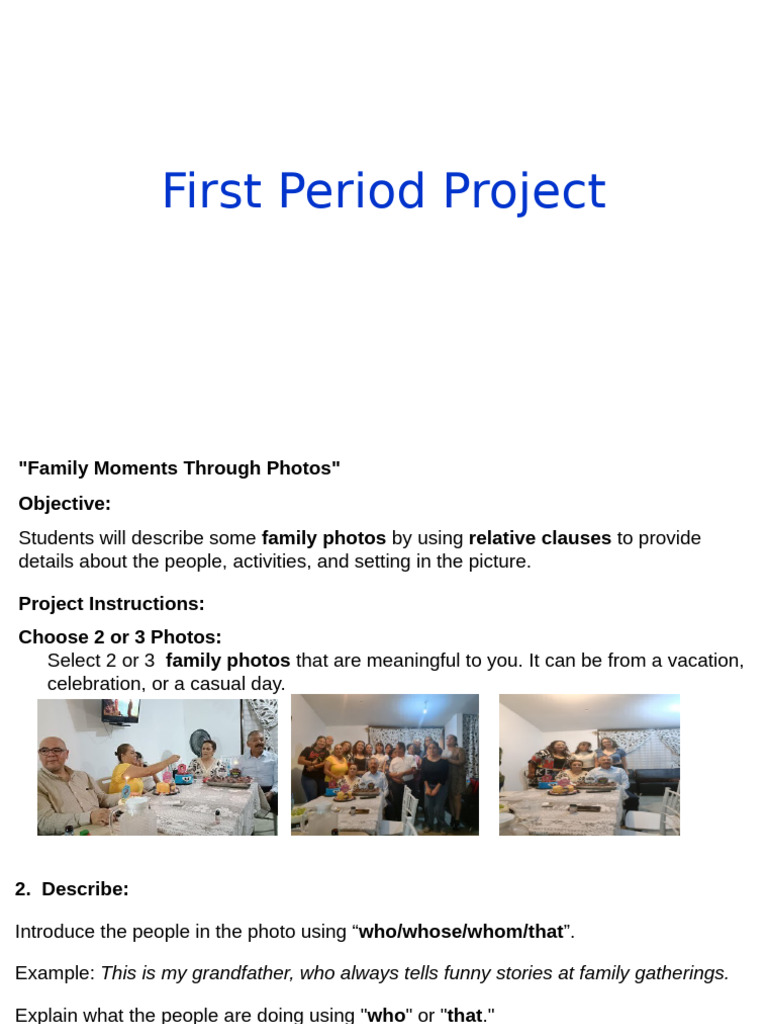 IDEAS FOR First Period Project ENGLISH CLASS | PDF
