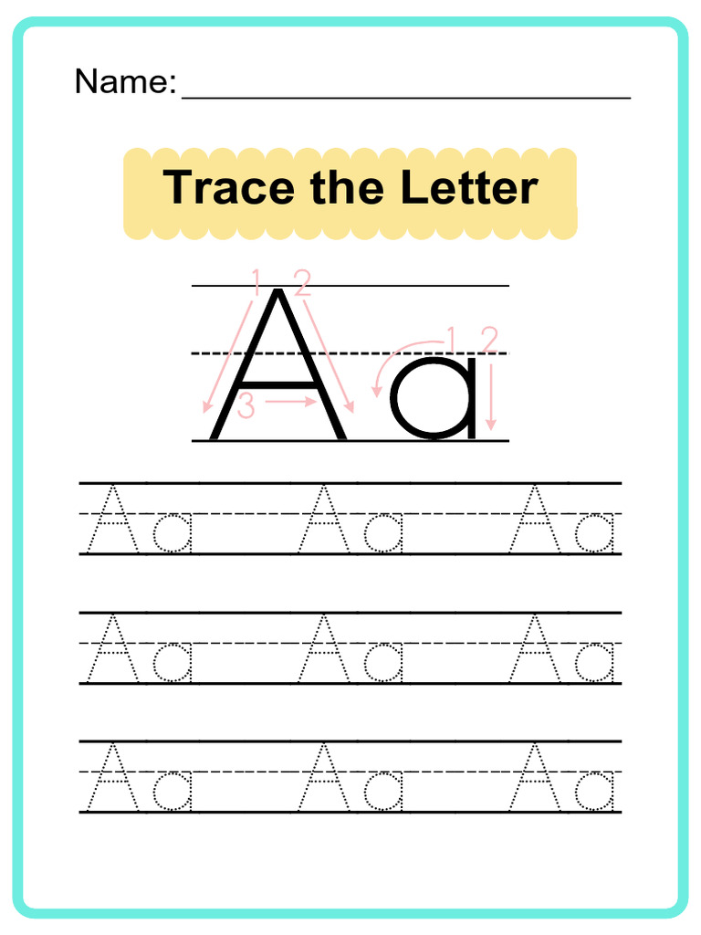 Alphabet Tracing Worksheet in Green-White Simple Style | PDF