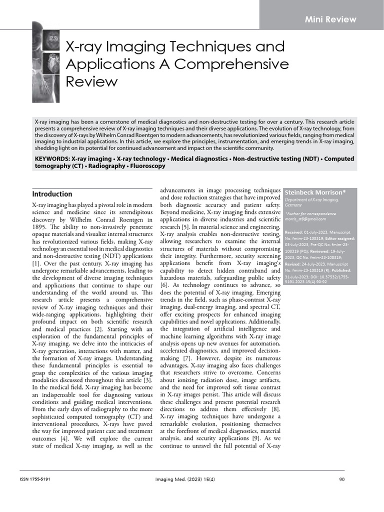 Xray Imaging Techniques and Applications A Comprehensive Review | PDF ...