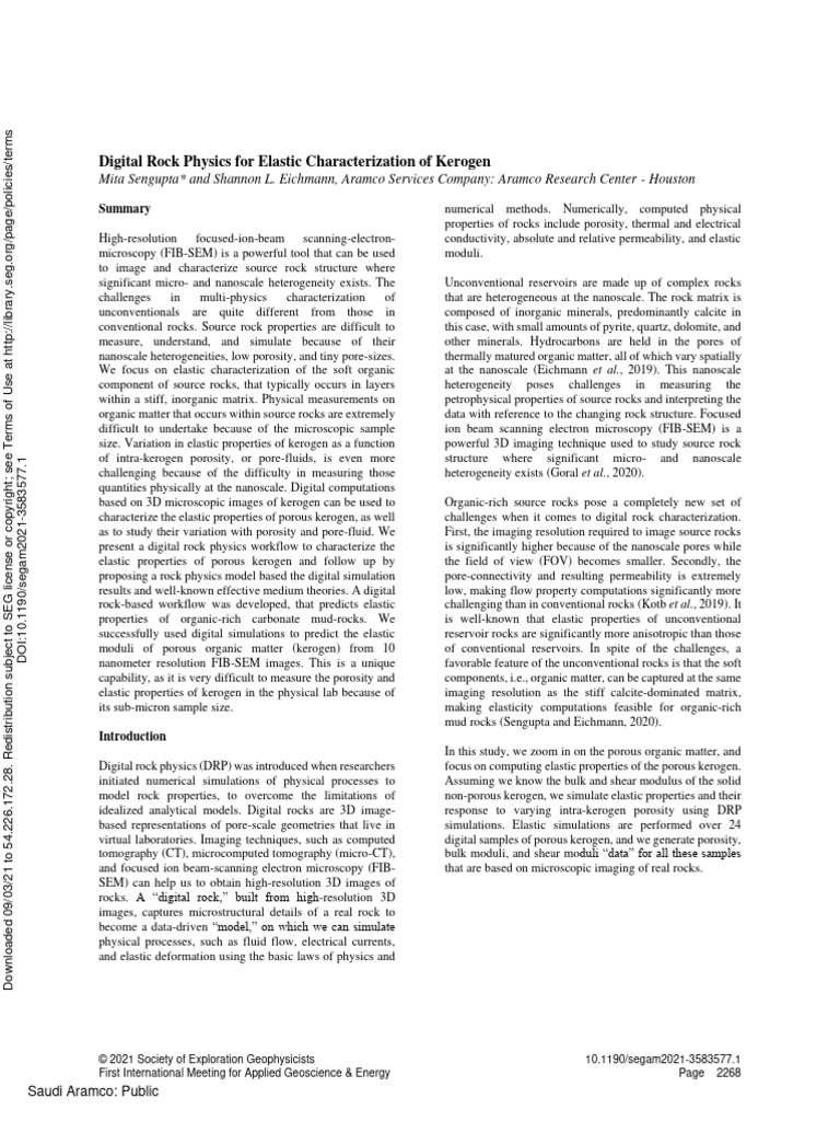 Digital Rock Physics For Elastic Charact | PDF | Porosity | Elasticity ...