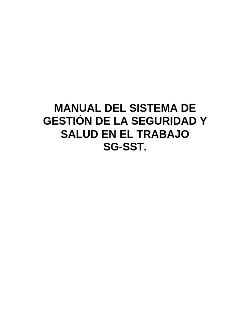 MANUAL DEL SGSST | PDF | Seguridad y salud ocupacional | Higiene Ocupacional