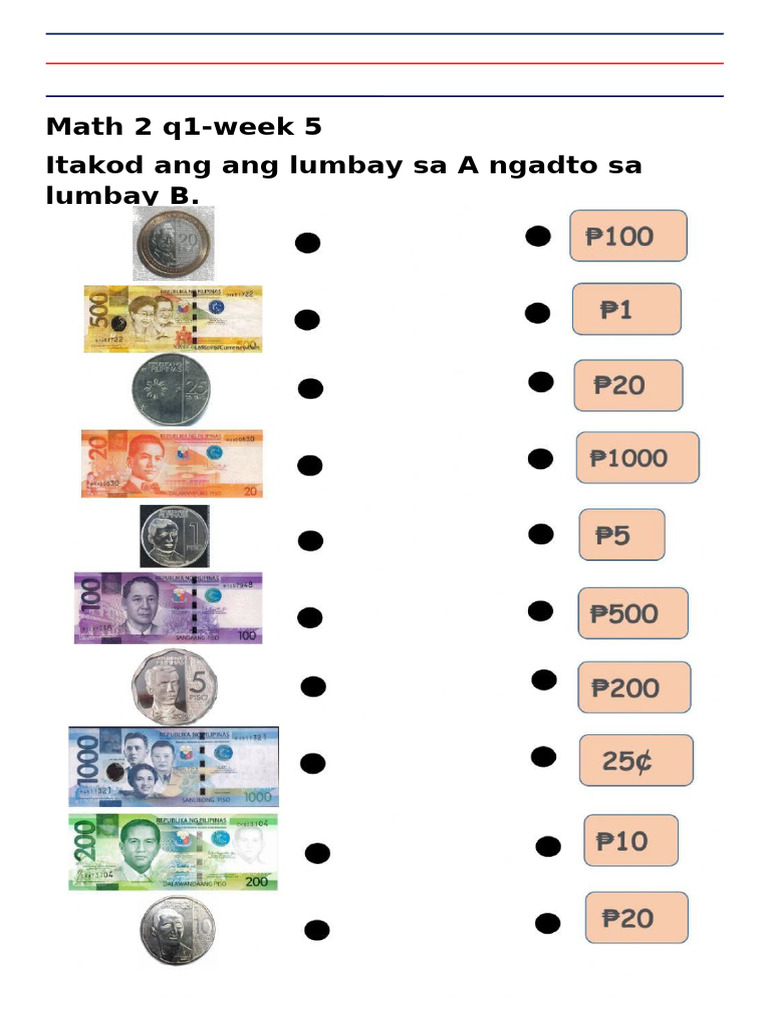 Math Q1-Week 5 Money | PDF
