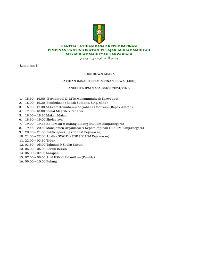 Roundown Acara LDK | PDF