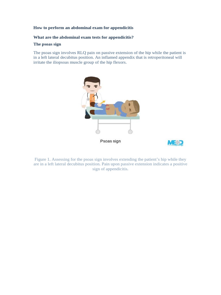 How To Perform An Abdominal Exam For Appendicitis | PDF