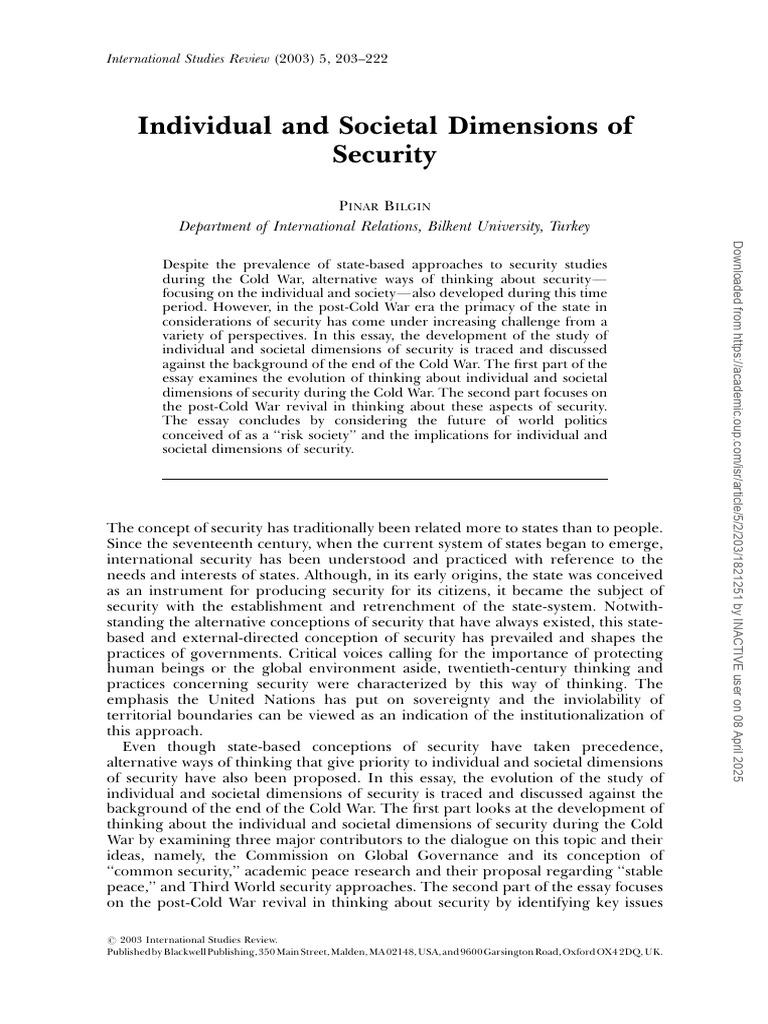 Individual and Societal Domains of Security | PDF | Peace | Socialist ...