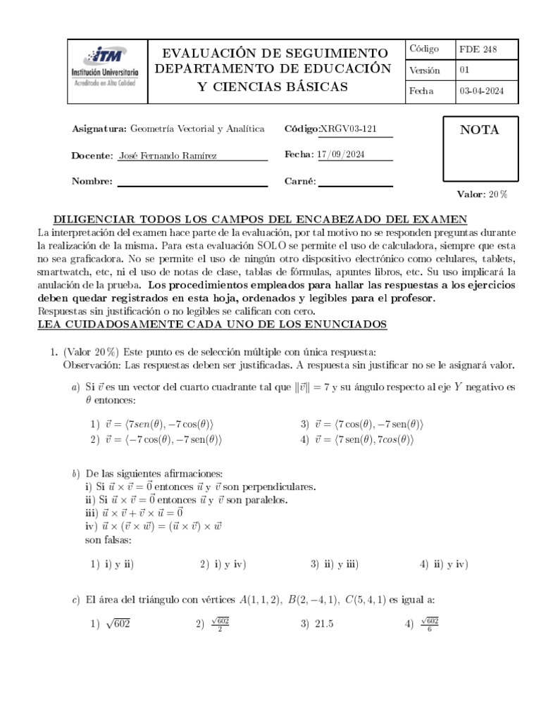 Trabajo 2 Unad | PDF | Vector Euclidiano | Geometría