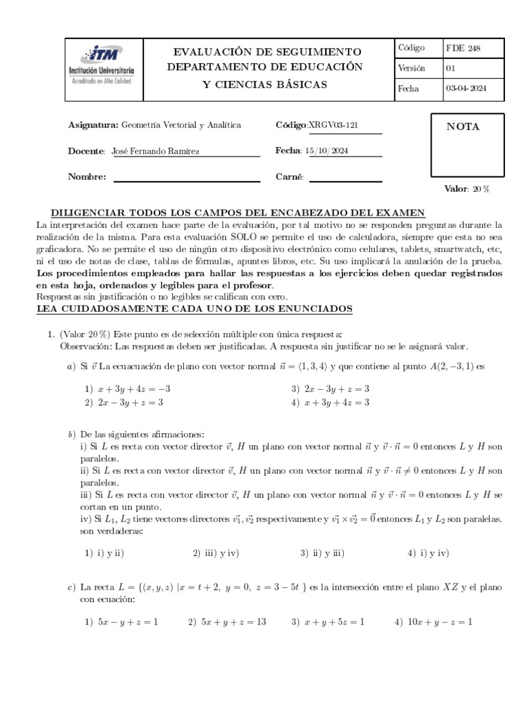 Trabajo 3 Unad | PDF | Línea (geometría) | Vector Euclidiano