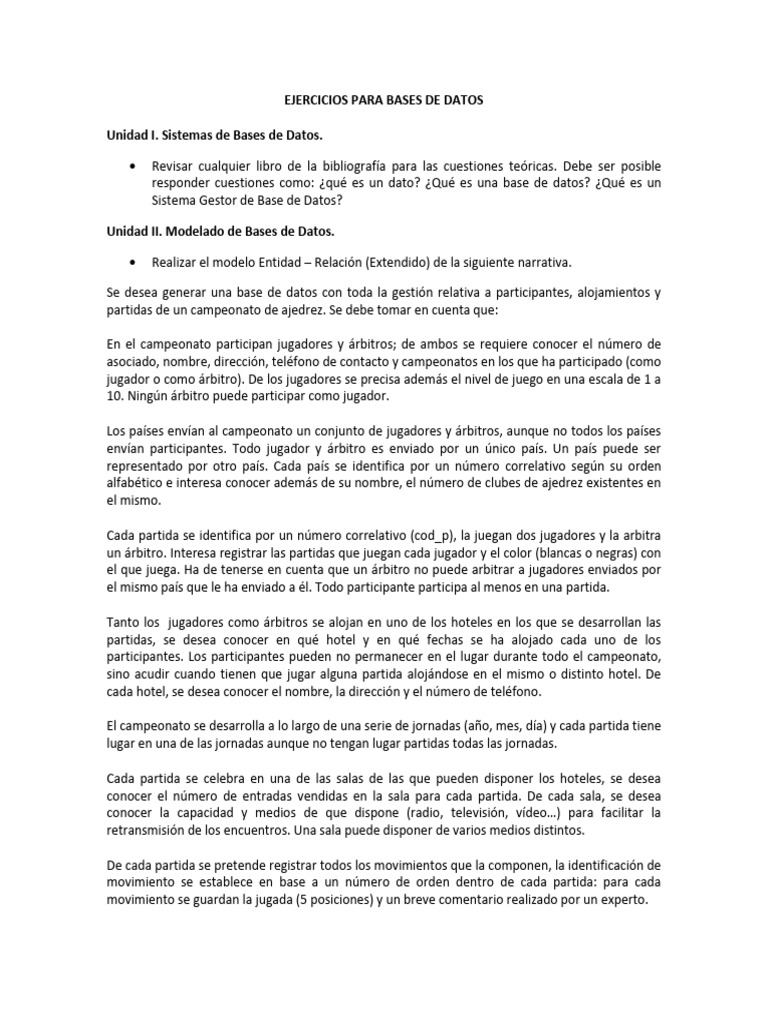 Ejercicios para BD 2024B | PDF | SQL | Base de datos relacional