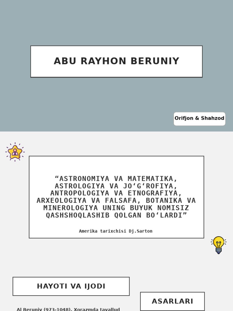 Abu Rayhon Beruniy | PDF