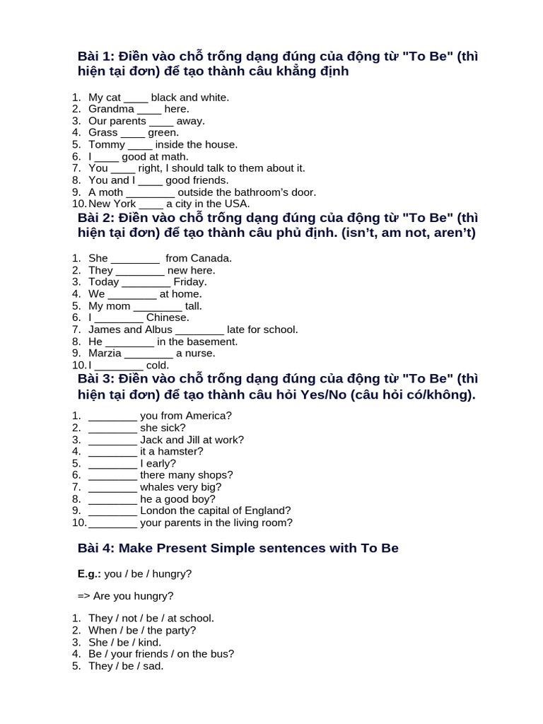 bài tập TOBE | PDF