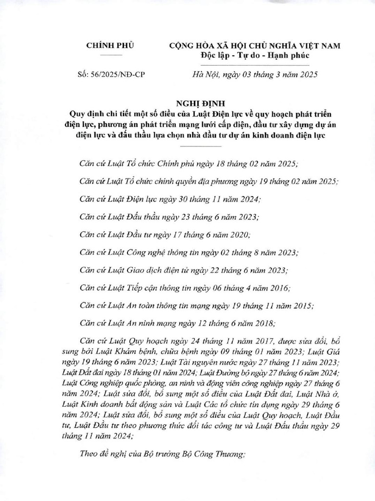 56_2025_ND-CP_03032025-Sua doi Luat Dien Luc | PDF