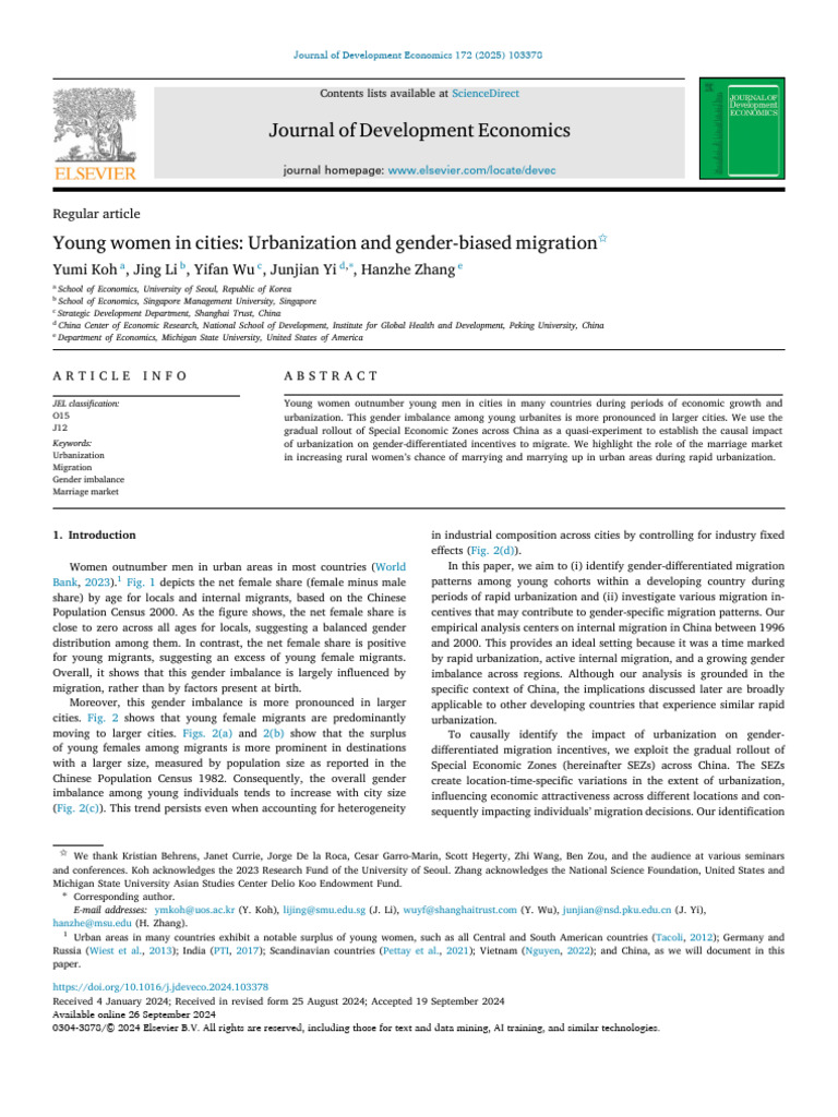 Young Women in Cities Urbanization and Gender 2025 Journal of ...