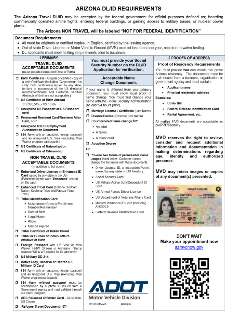AZ DL - ID Requirements - 40-5144 | PDF