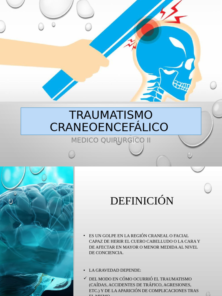 Traumatismo Craneoencefálico | PDF | Medicina CLINICA | Enfermedades y ...