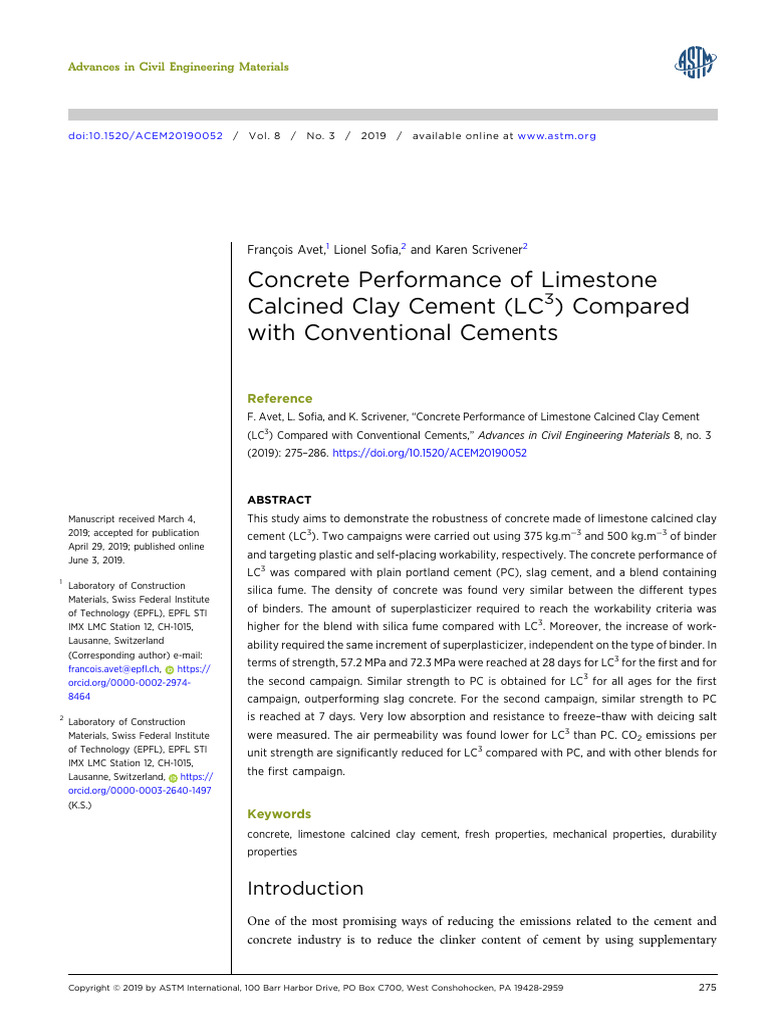 Concrete performance of limestone calcined clay cement (LC3) compared with conventional cements ...