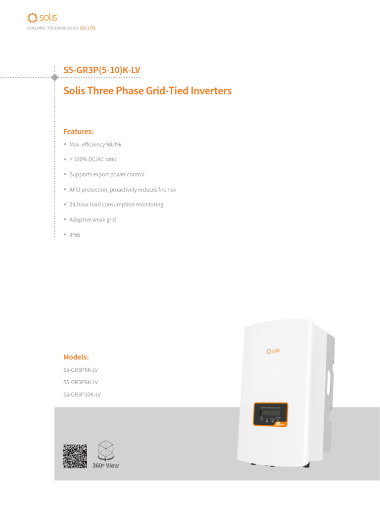 Solis Datasheet S5-GR3P (5-10) K-LV GLOBAL V1,6 202503 | PDF | Electrical Grid | Electronic ...