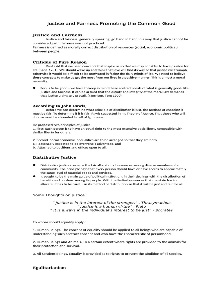 Justice and Fairness Promoting The Common Good | PDF | Justice | Crime & Violence
