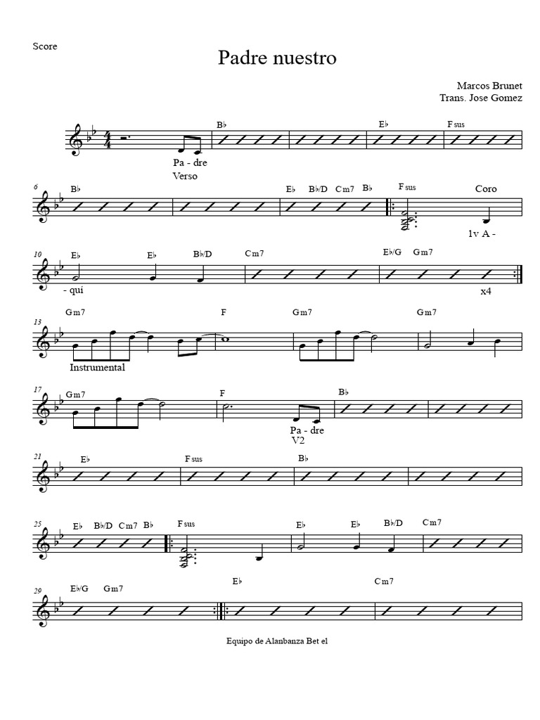 Padre Nuestro Chart | PDF