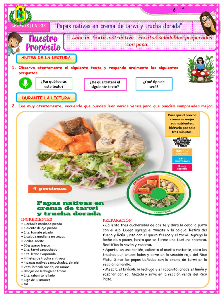 Ficha Com. Leemos Textos Instructivos 2 | PDF | Patata | Queso