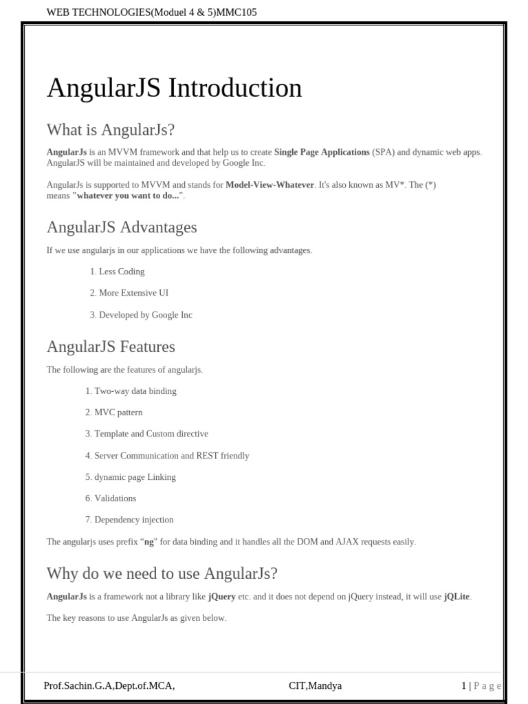 AngularJS Overview and Usage Guide | PDF | Angular Js | Scope (Computer Science)