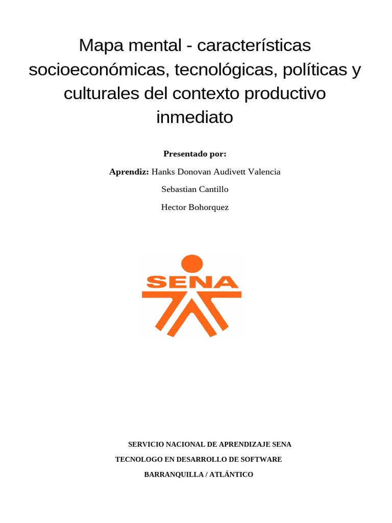 Mapa Mental - Características Socioeconómicas, Tecnológicas, Políticas y Culturales Del Contexto ...